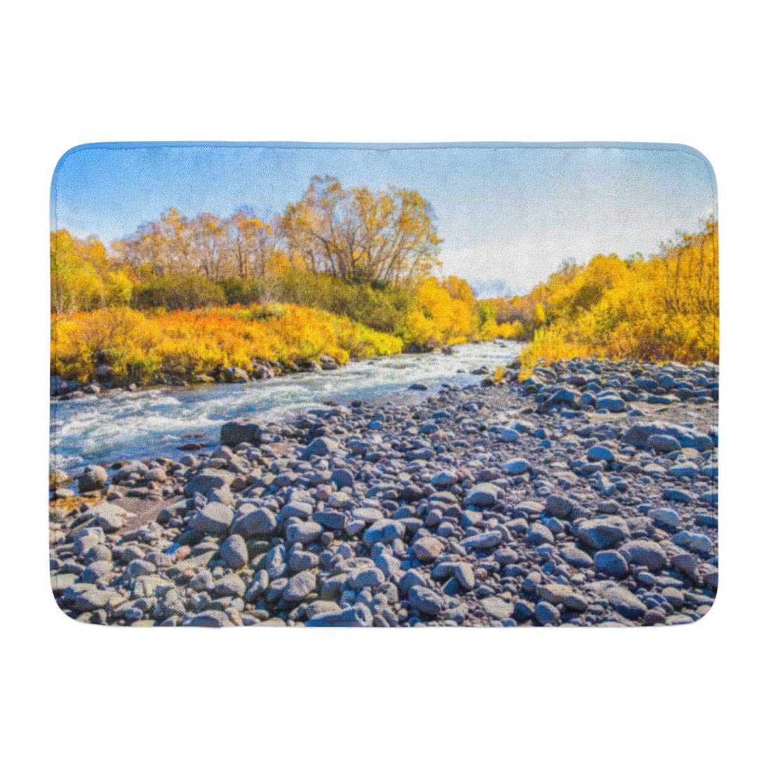 GODPOK Aerial Forest Autumn River Stones Landscape Above View Rug ...