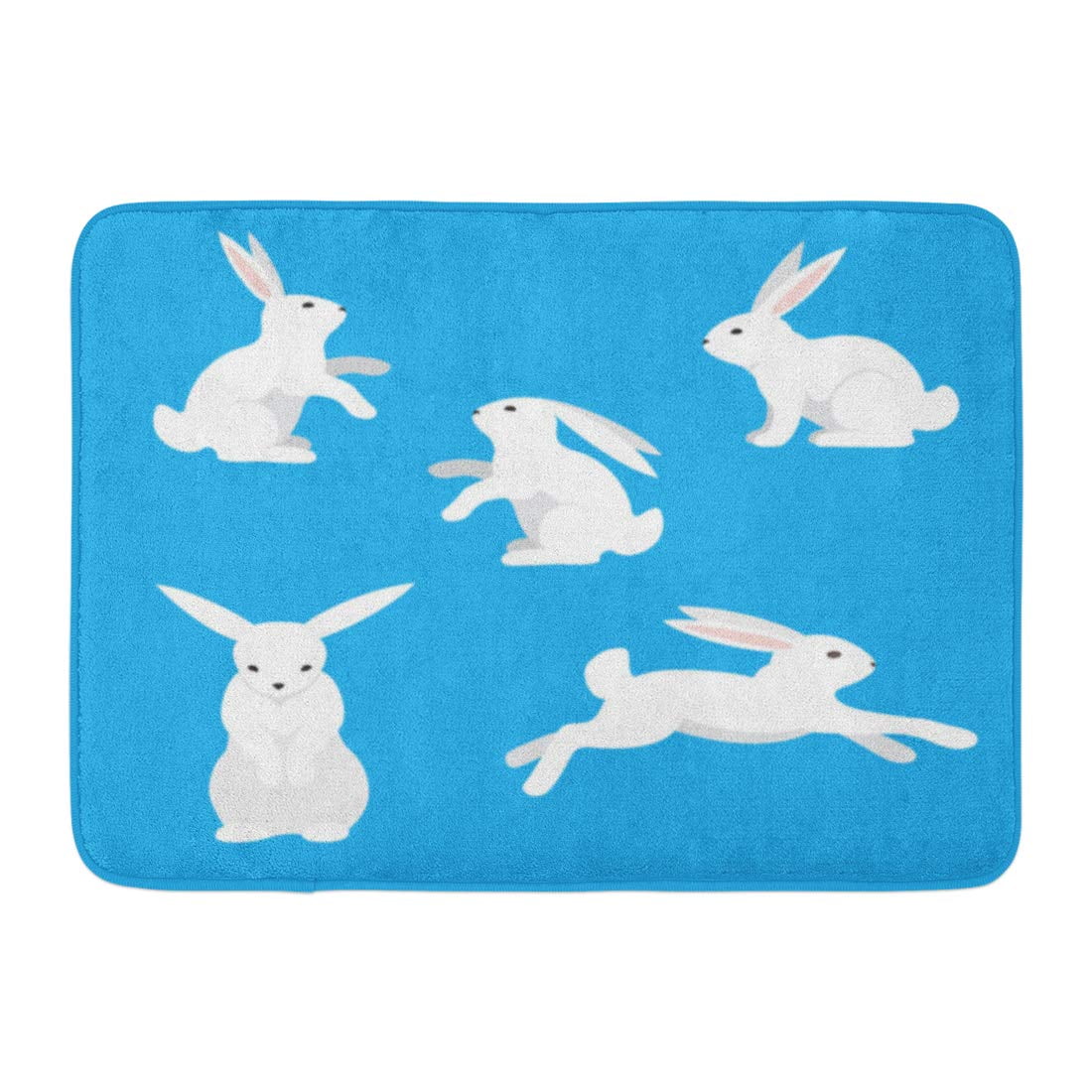 GODPOK Animal Pink Bunny White Rabbits on Blue Silhouette Cartoon Rug ...