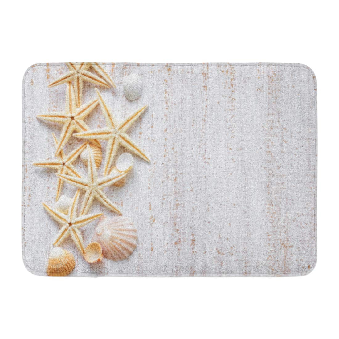 GODPOK Beach Beige Exotic Sea Shells White Abstract Beauty Rug Doormat ...