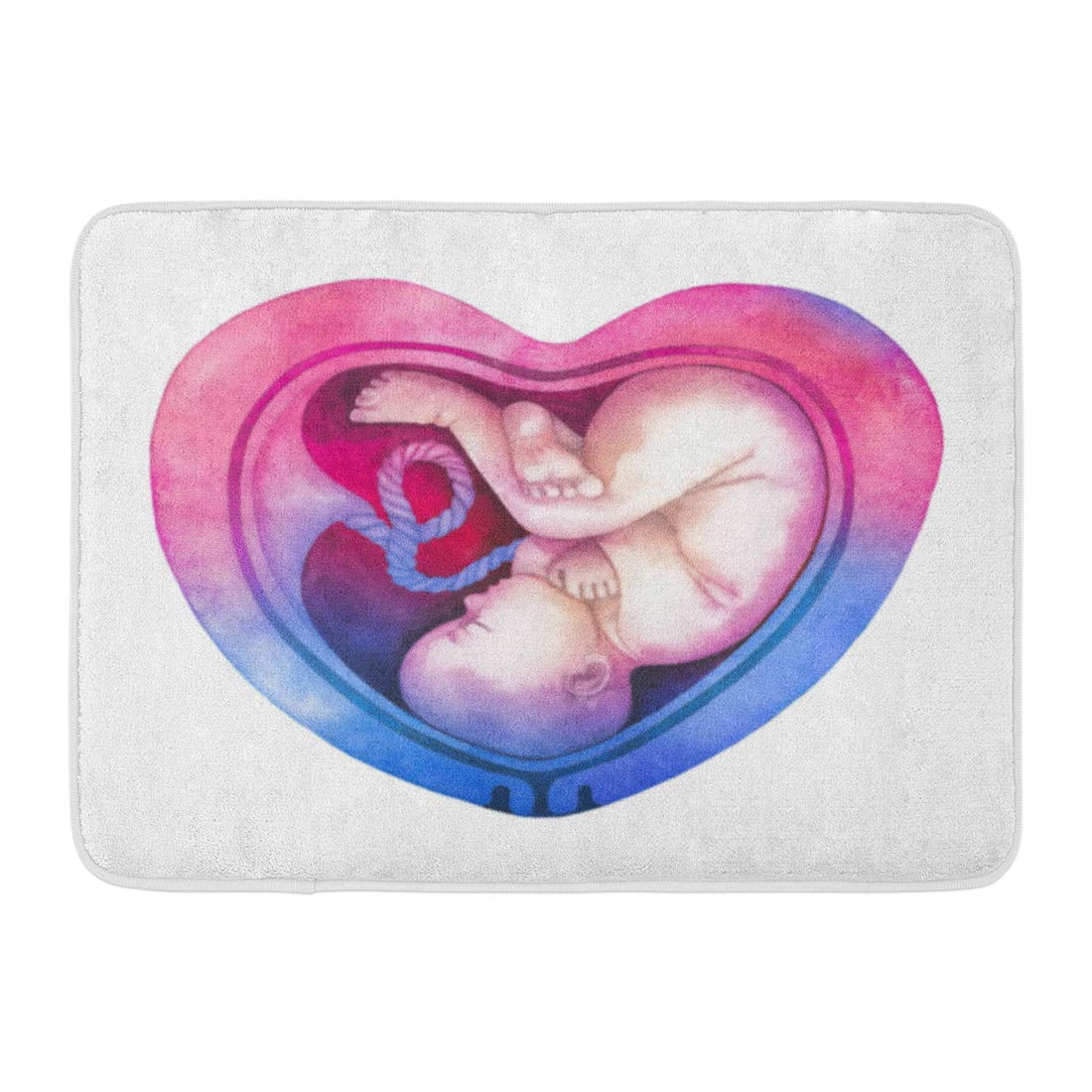GODPOK Blue Watercolor Embryo Inside The Heart Shaped Womb White ...