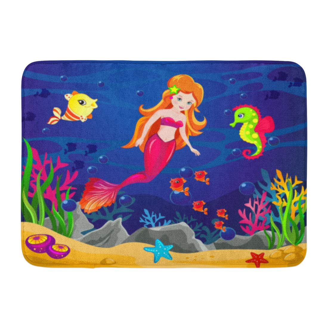 GODPOK Bubbles Blue Aquarium Beautiful Mermaid with Sea Creatures ...