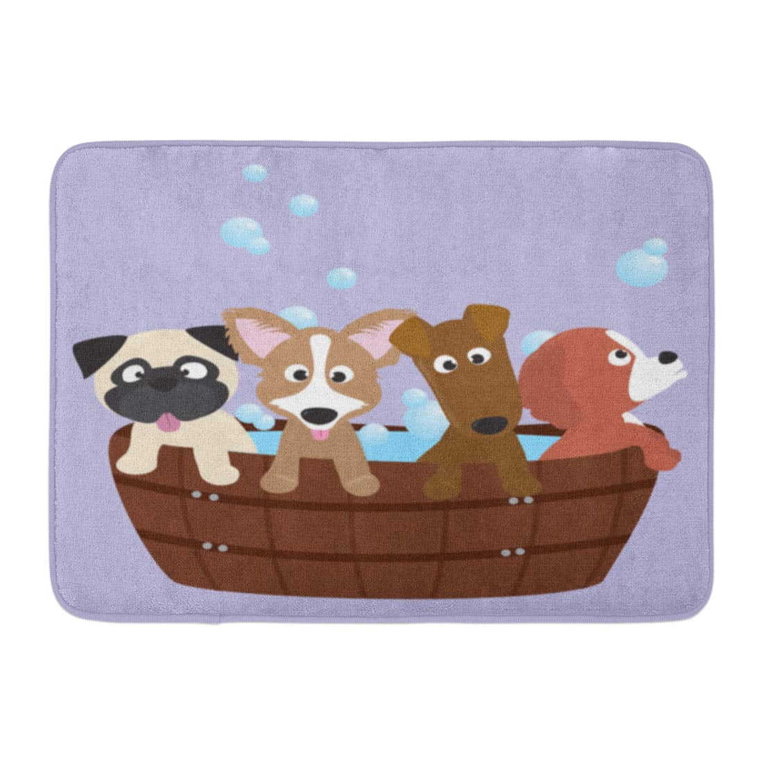 GODPOK Cartoon Dog Rub Dub 4 Pups in Tub Bath Puppy Rug Doormat Bath ...