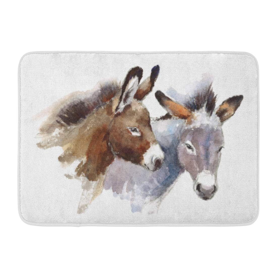 GODPOK Cute Brown Painting Watercolor Farm Animals Donkeys Couple White ...