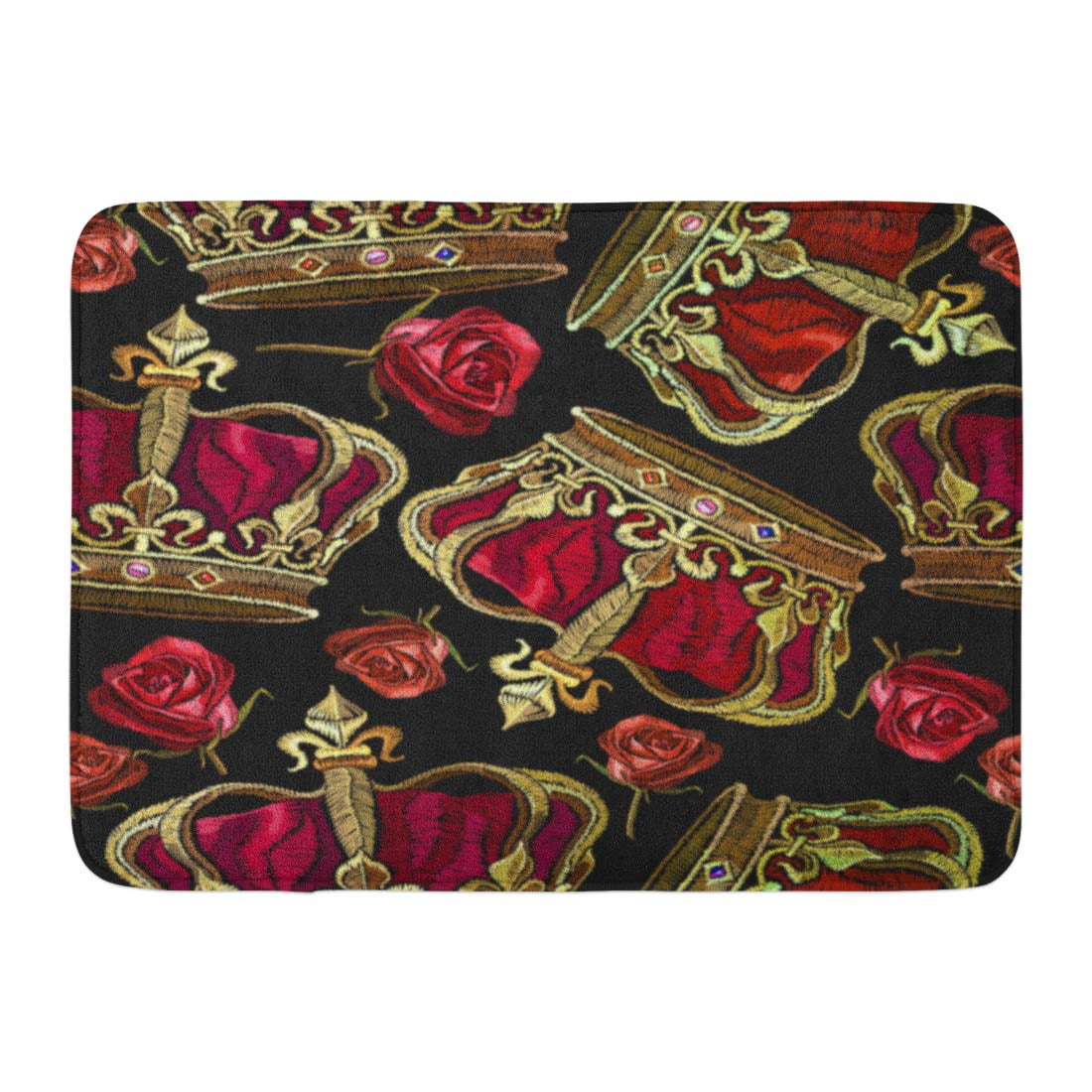 GODPOK Fantasy Embroidery Golden Crown and Roses Flowers Royal Medieval ...