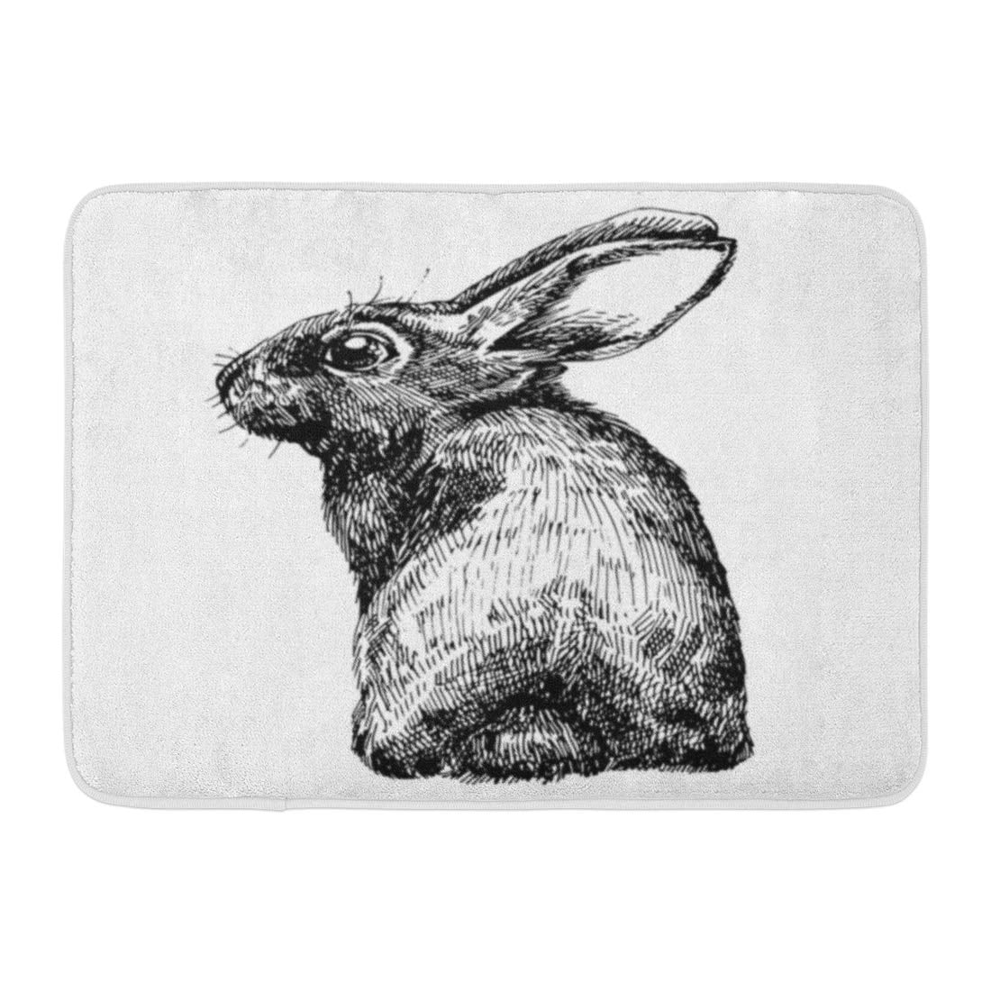 GODPOK Farm Black Rabbit Hand Drawn Ink Cute Hare Sketch White Bunny ...
