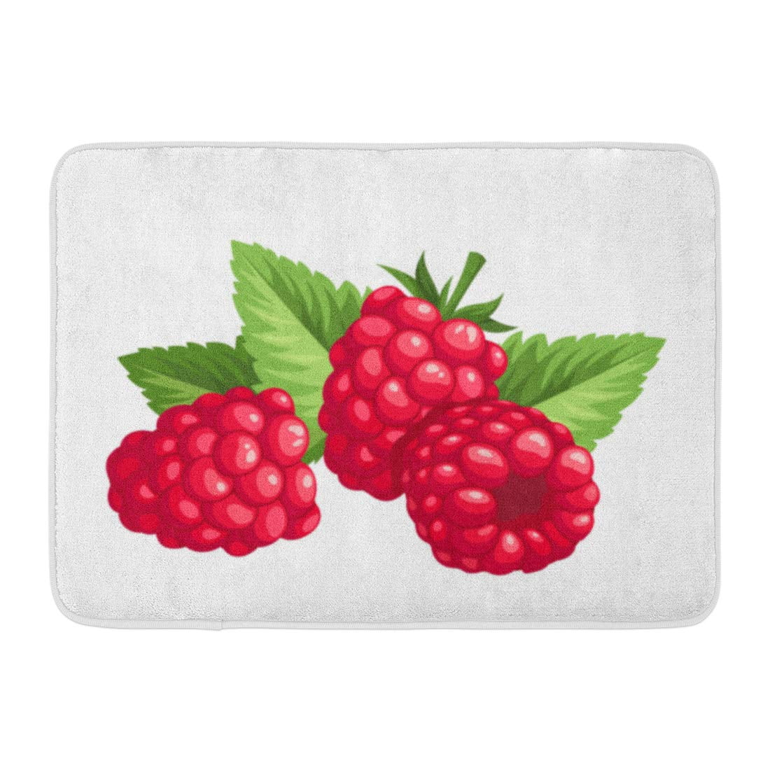 GODPOK Fruit Pink Raspberry Red Raspberries and Green Leaves White ...