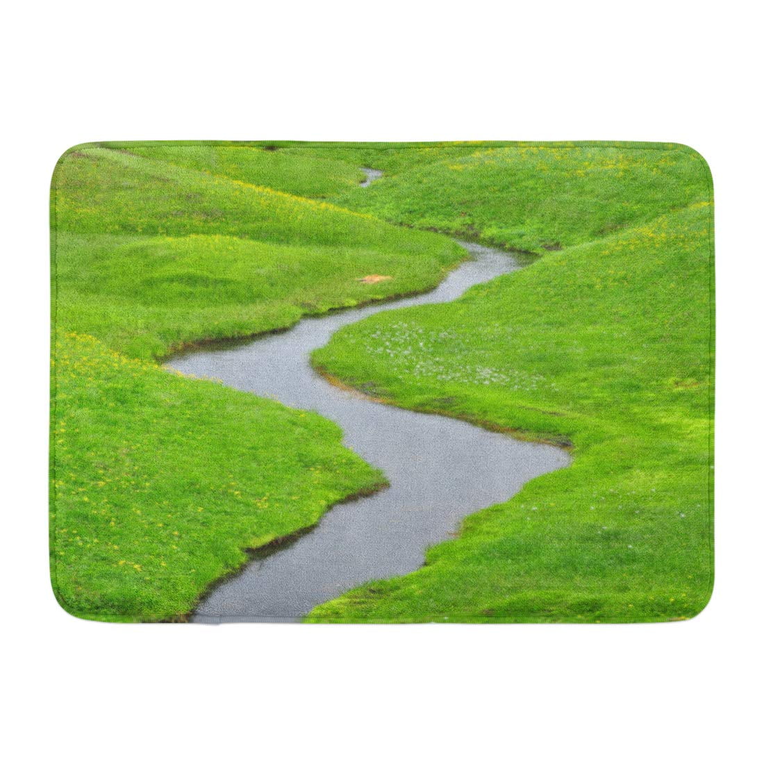 GODPOK Grass Green Flow Creek Flowing Through Grassland on Iceland ...