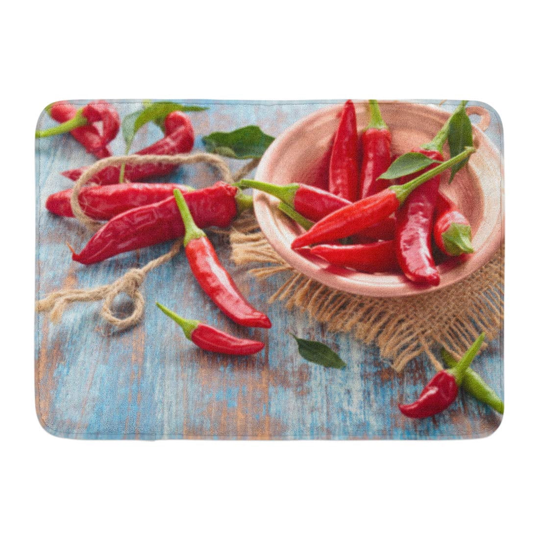 GODPOK Hot Red Table Chili Peppers in Copper Plate Wooden Rustic Rug ...