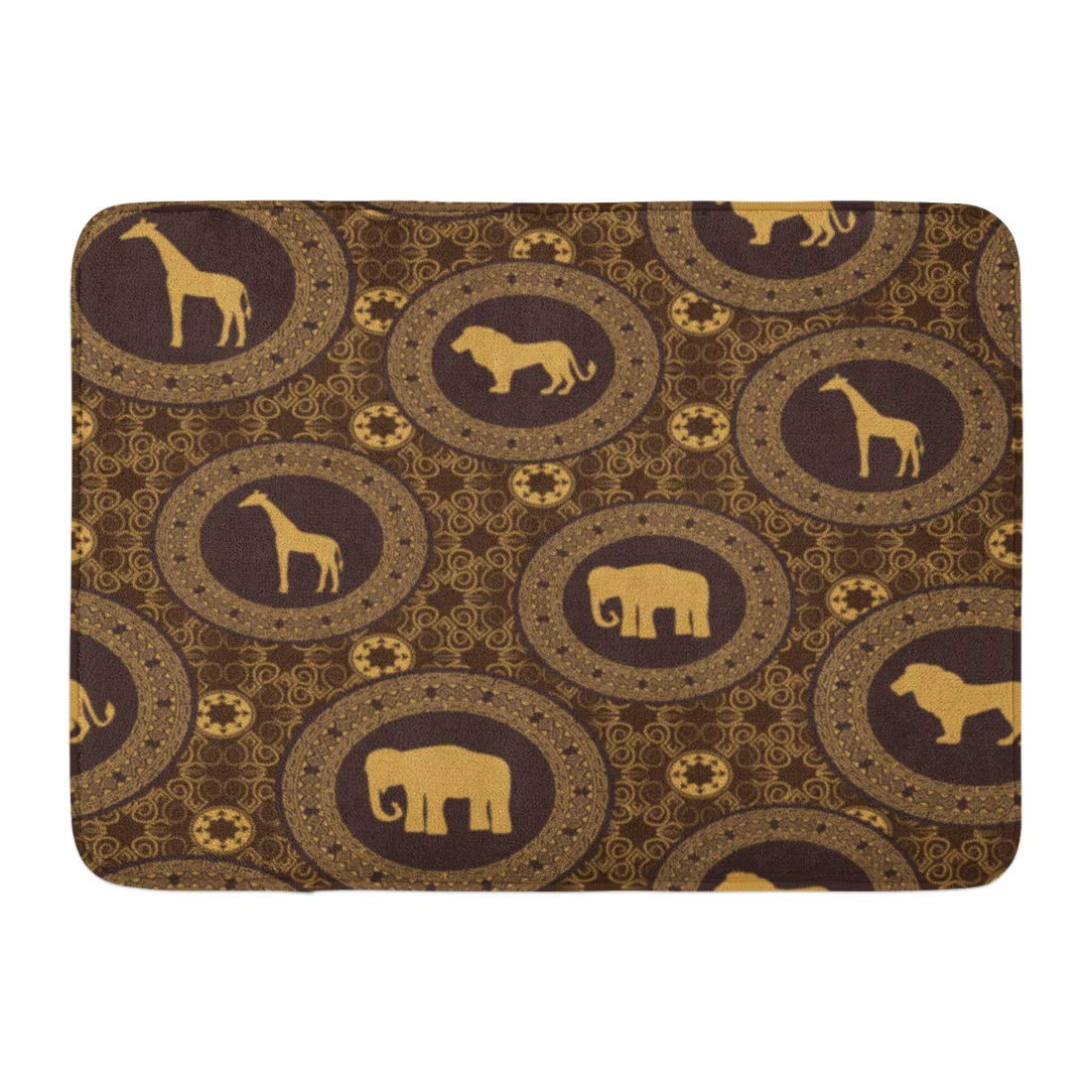 GODPOK Lion Brown Elephant African Stile Yellow Safari Africa Rug ...