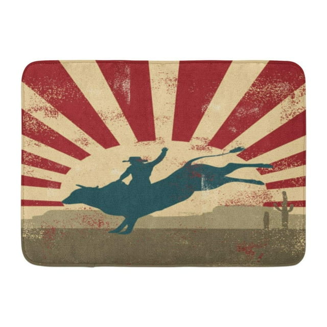 GODPOK Rider Red Cowboy Grunge Rodeo Bull Texas Rug Doormat Bath Mat 23 ...