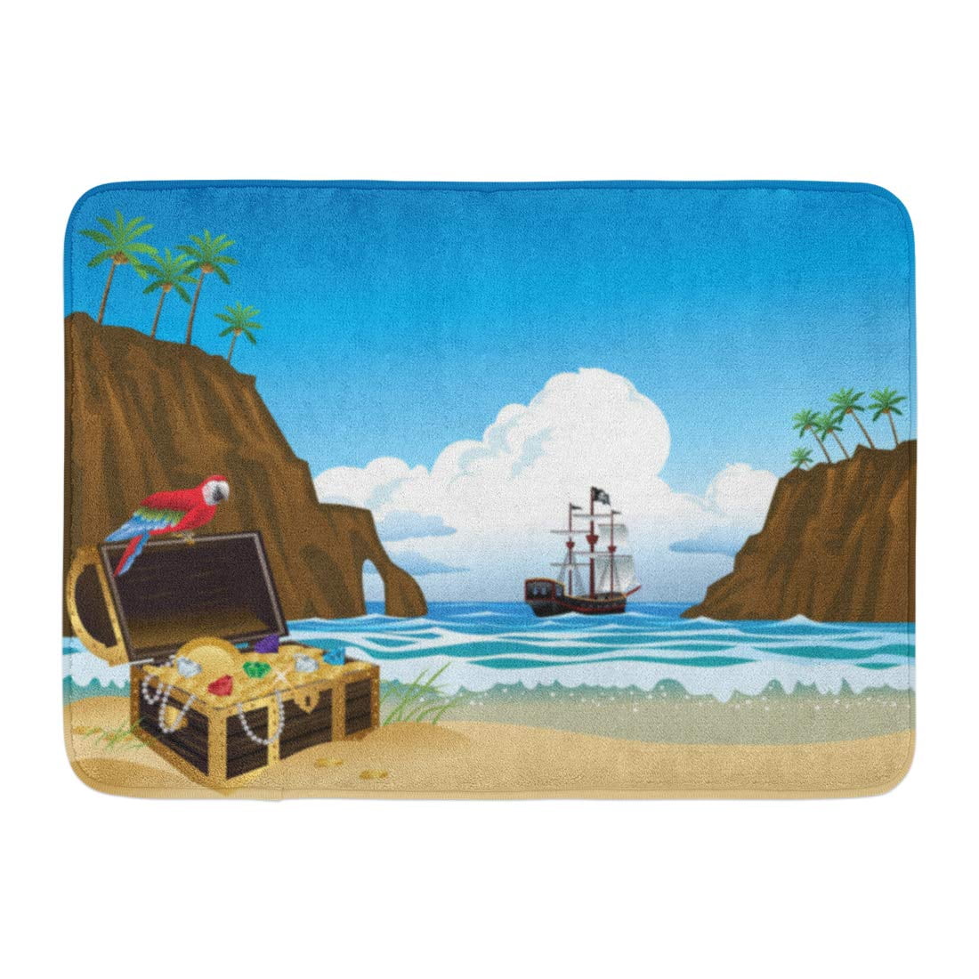 GODPOK Sea Pirate Tropical Treasure Ship Beach Cliff Caribbean Gold ...