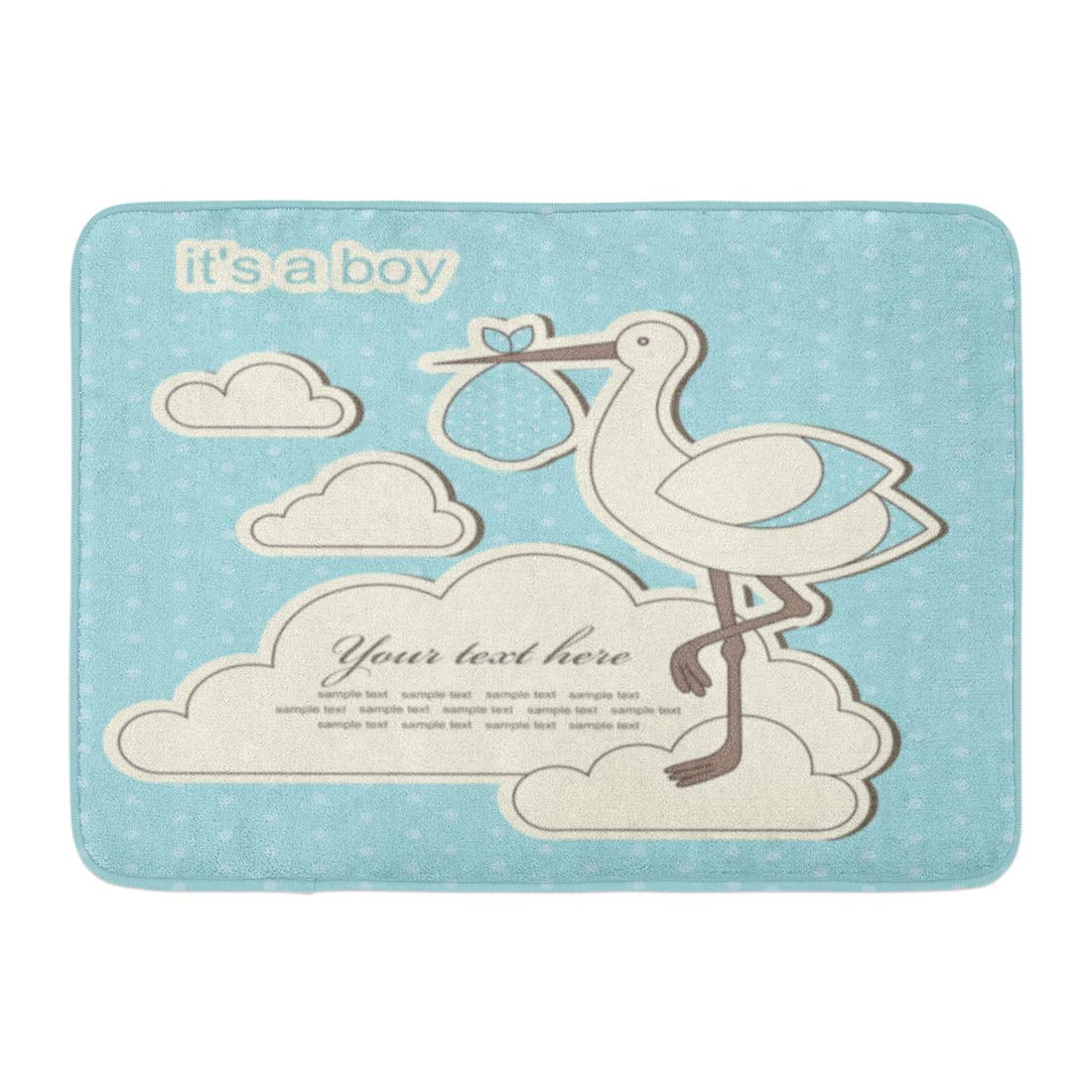 GODPOK Stork Blue Birth Baby Boy Announcement Born Drawing Rug Doormat ...