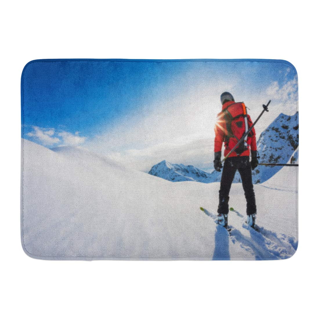 GODPOK Travel Red Ski Skiing Rear View of Skier in Powder Snow Italian ...