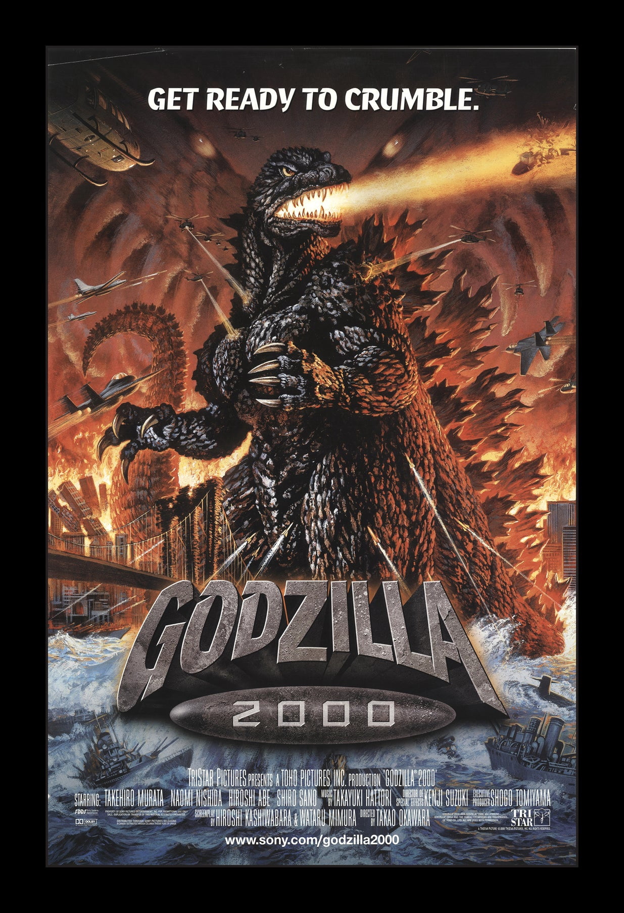 GODZILLA 2000 - 11x17 Framed Movie Poster - Walmart.com