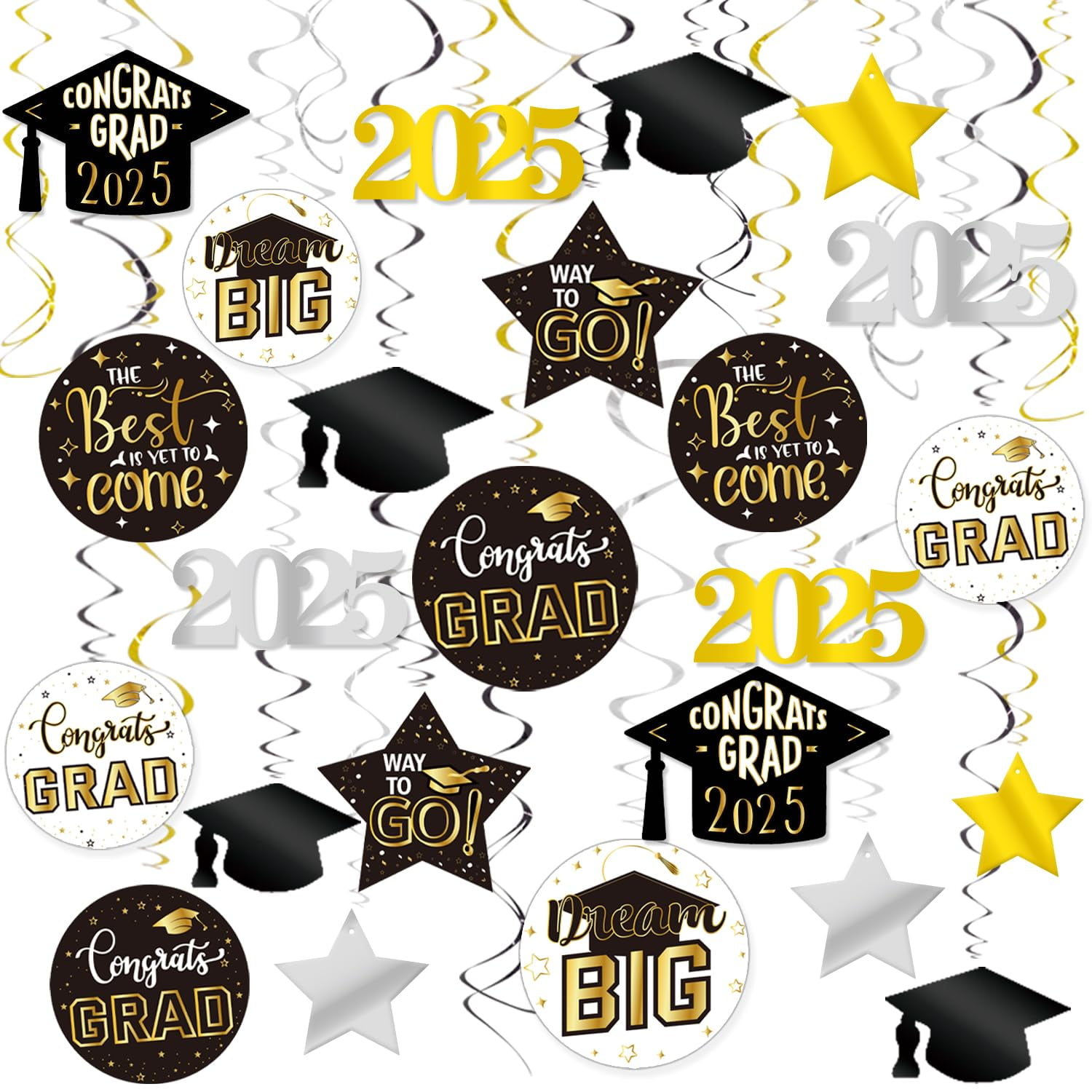 GOER 30 PcsTRDN 2025 Graduation Party Supplies,Hanging Swirls for ...