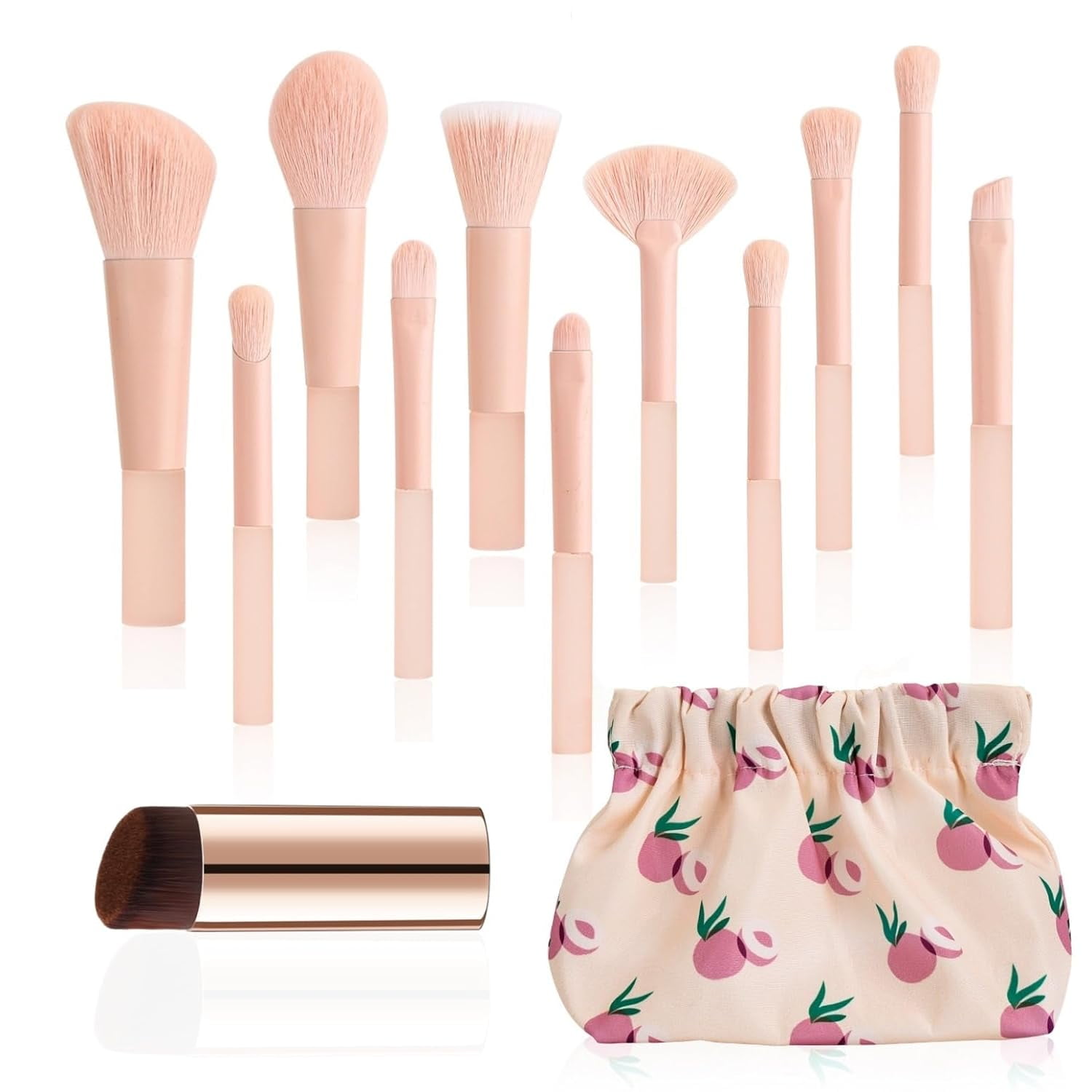 GOERTI 11 Pcs Mini Travel Makeup Brush Set with base, Professional ...