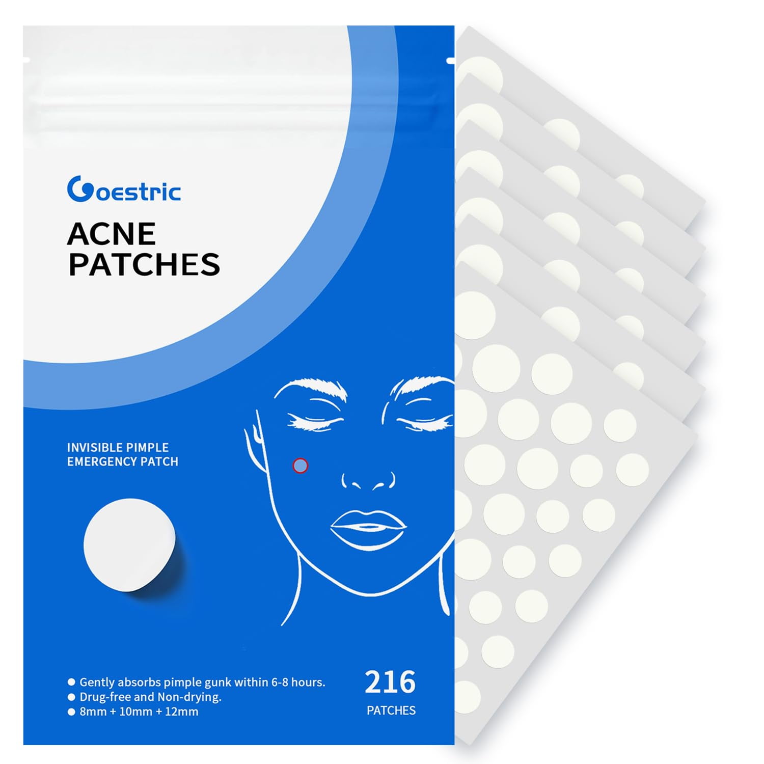 GOESTRIC Pimple Patches for DMF15 Face 216 Count Hydrocolloid Acne ...