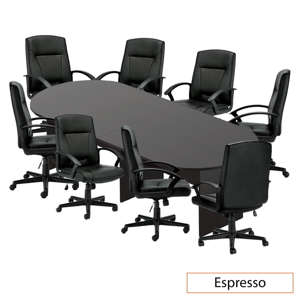 GOF 10 Ft. Espresso Conference Table with 8 Luxhide Office Chairs ...