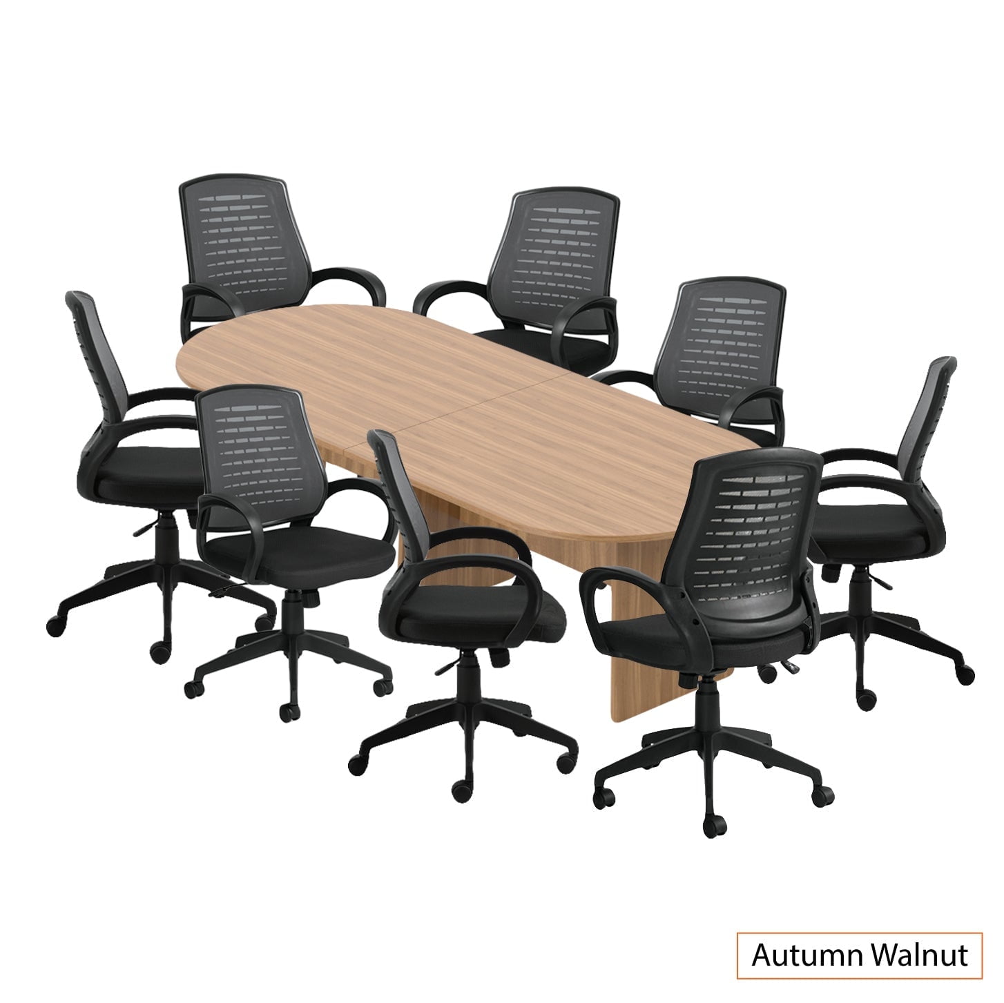 GOF 10 Ft. Walnut Conference Table with 8 Mesh Back Ergonomic Chairs ...