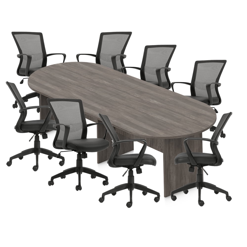 GOF 10 ft. Artisan Gray Conference Table with 8 Ergonomic Chairs ...