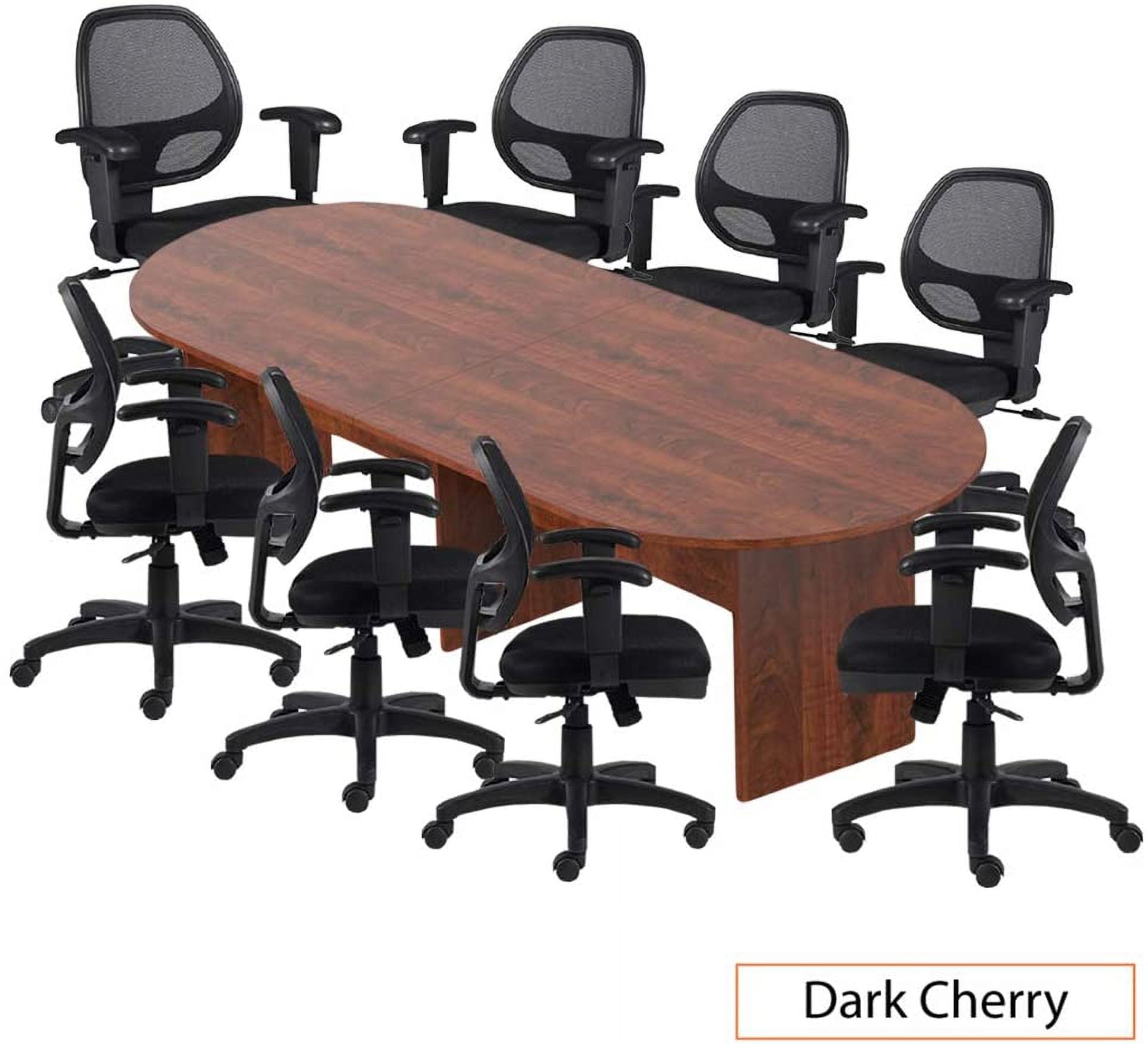 GOF 10 ft. Dark Cherry Conference Room Table with 8 Ergonomic Office ...