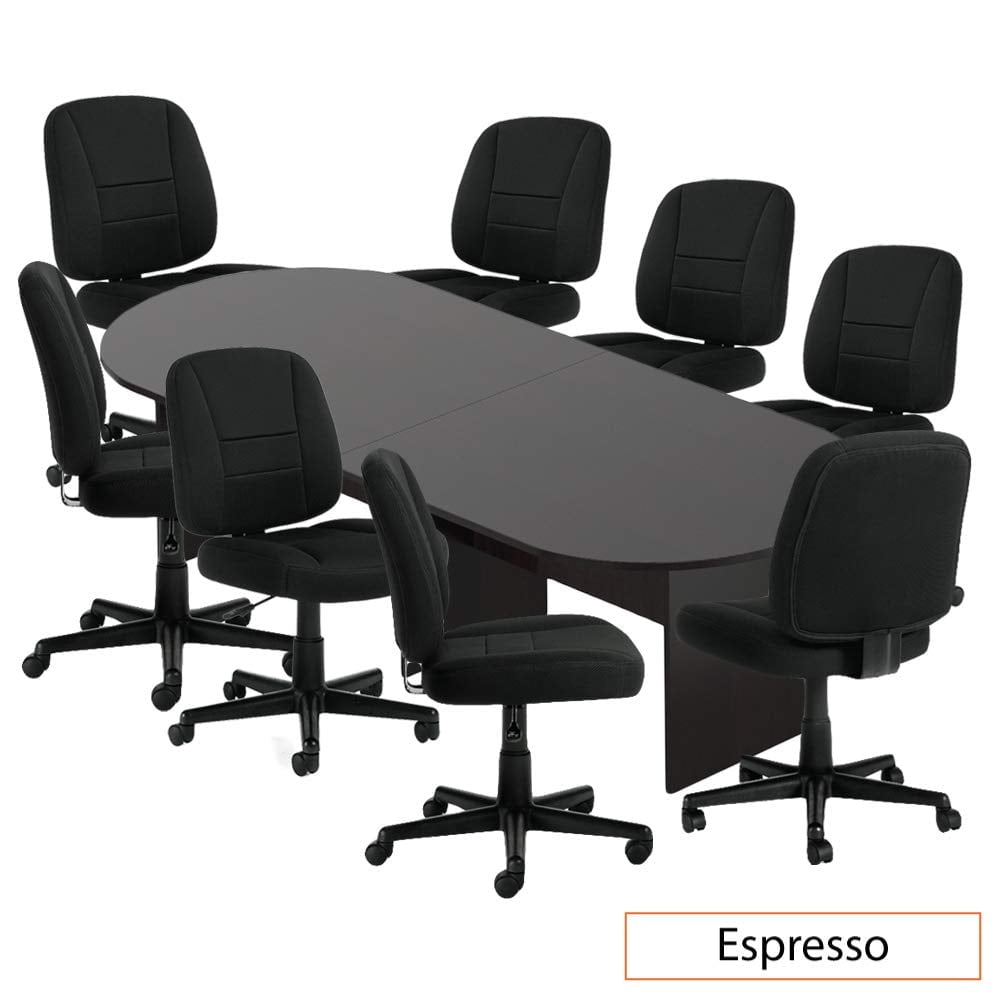 GOF 10 ft. Espresso Conference Table with 8 Air Mesh Task Chairs ...