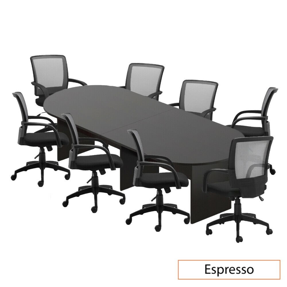 GOF 10 ft. Espresso Conference Table with 8 Ergonomic Chairs (G10900B ...