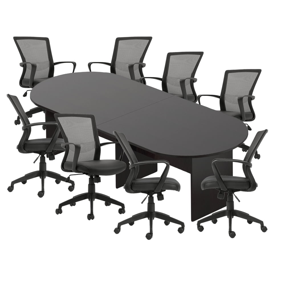 GOF 10 ft. Espresso Conference Table with 8 Office Chairs (G10705B ...