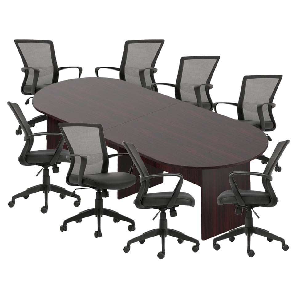 GOF 10 ft. Mahogany Conference Table with 8 Ergonomic Chairs(G10705B ...