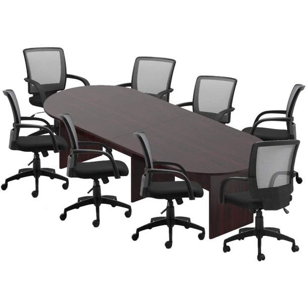 GOF 10 ft. Mahogany Conference Table with 8 Ergonomic Chairs (G10900B ...