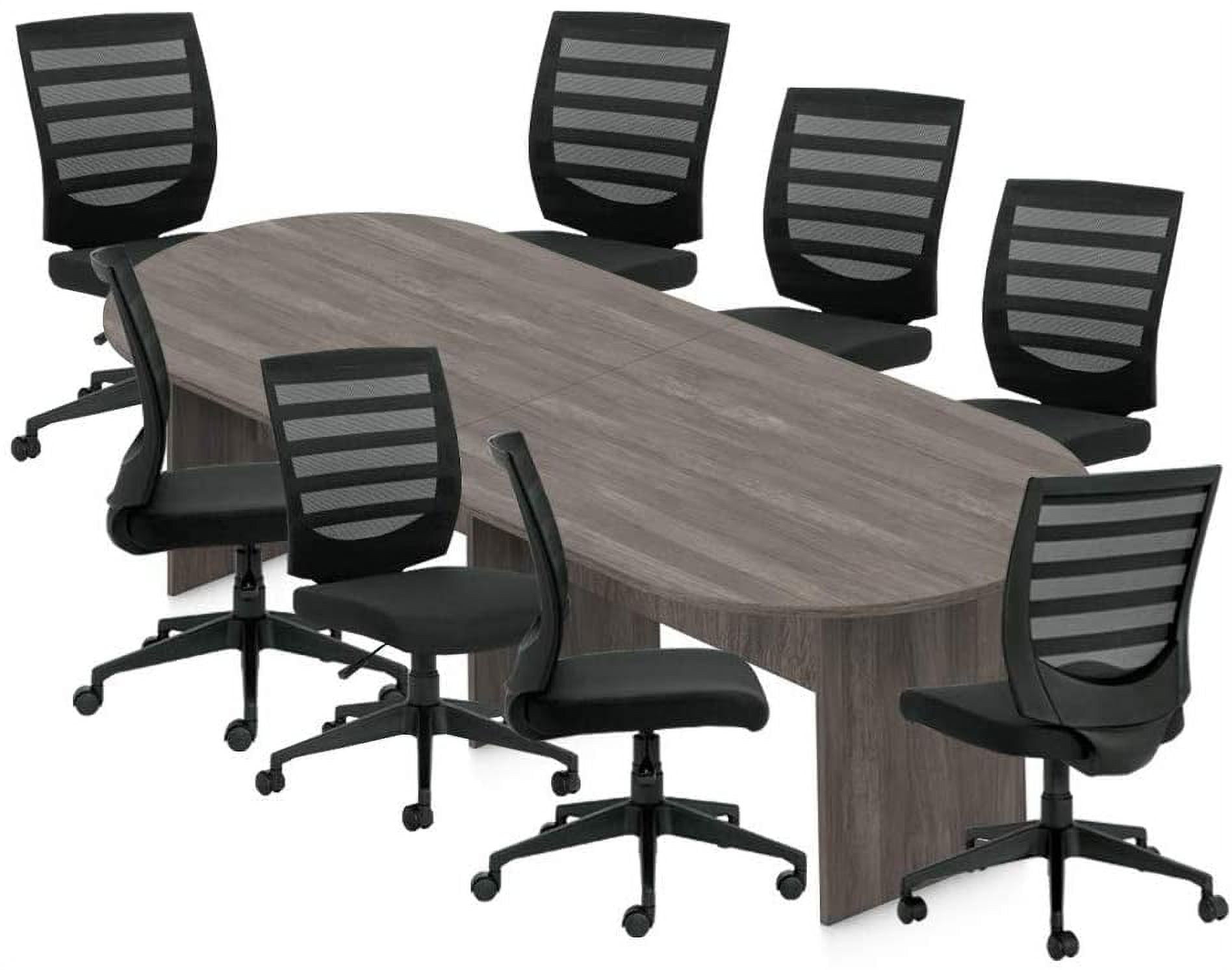 GOF 10Ft. Artisan Gray Conference Table with 8 Mesh Back Armless Office Chairs (G11922B ...