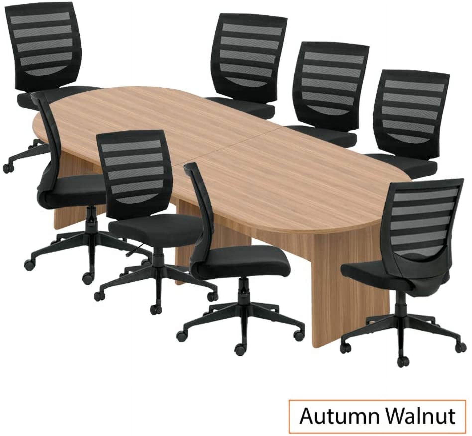 GOF 10 Ft. Walnut Conference Table with 8 Mesh Back Armless Office ...
