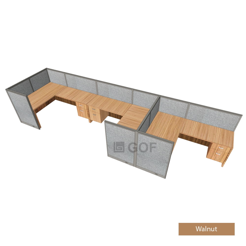 GOF 3 Person Workstation Cubicle (5’D x 18’W x 4’H) / Office Partition ...