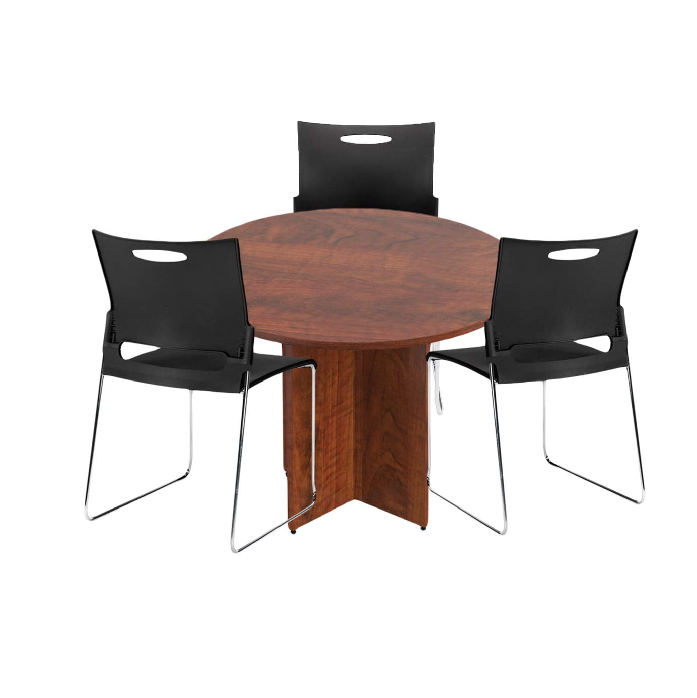 GOF 42" Round Table 4 piece Set (42W x 42D x 29.5H) - Dark Cherry ...