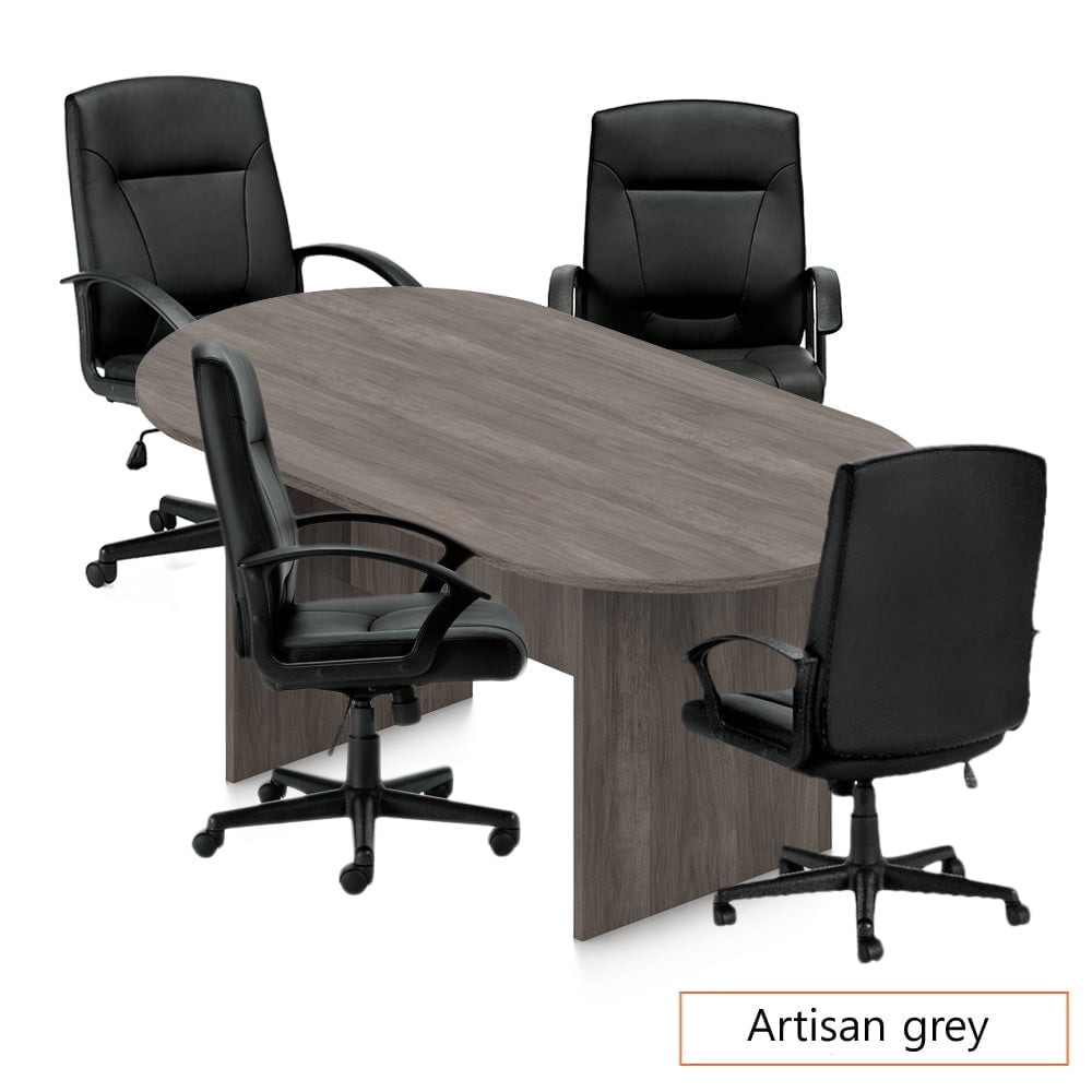 GOF 6 Ft. Artisan Gray Conference Table with 4 Luxhide Office Chairs ...