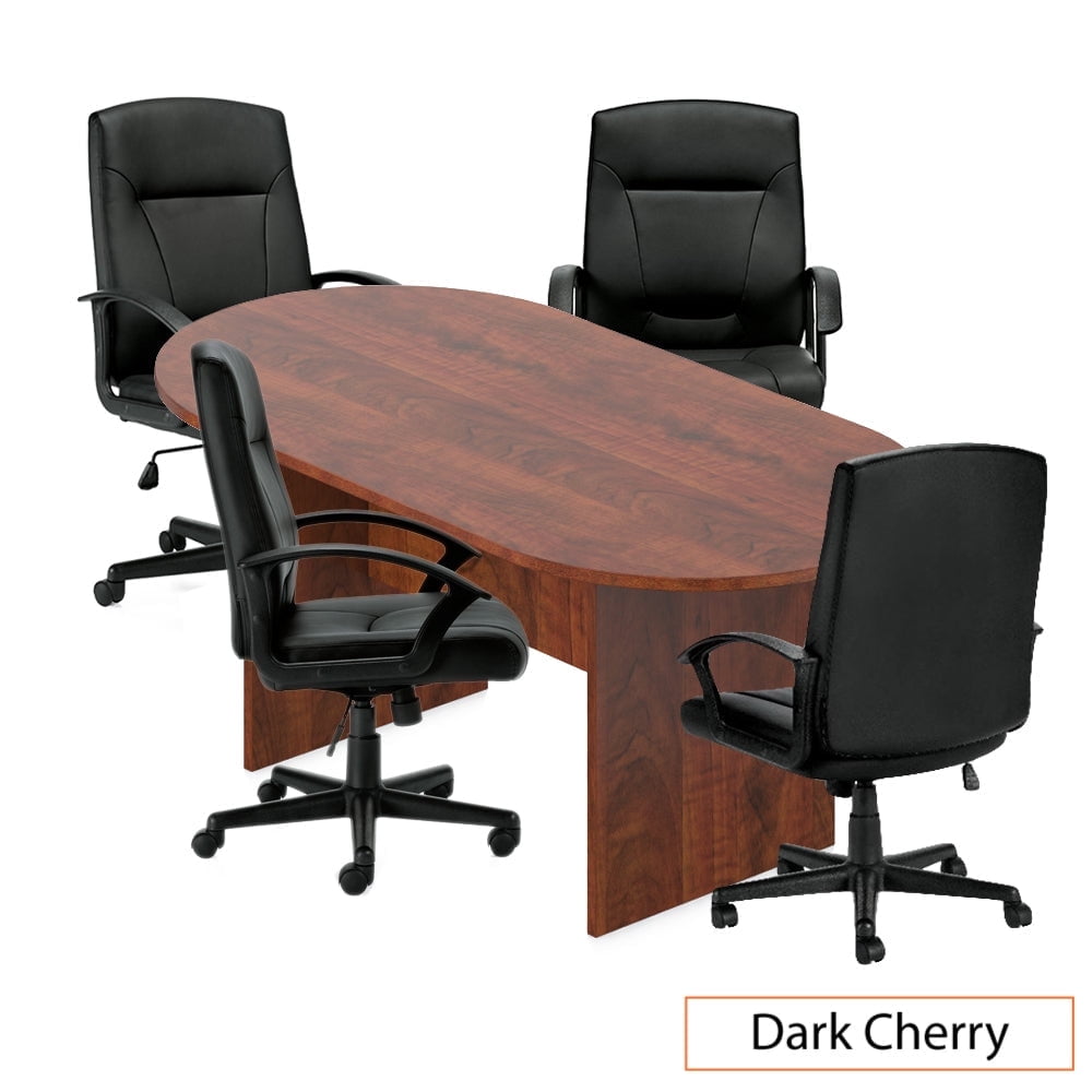 GOF 6 Ft. Dark Cherry Conference Table with 4 Luxhide Office Chairs ...