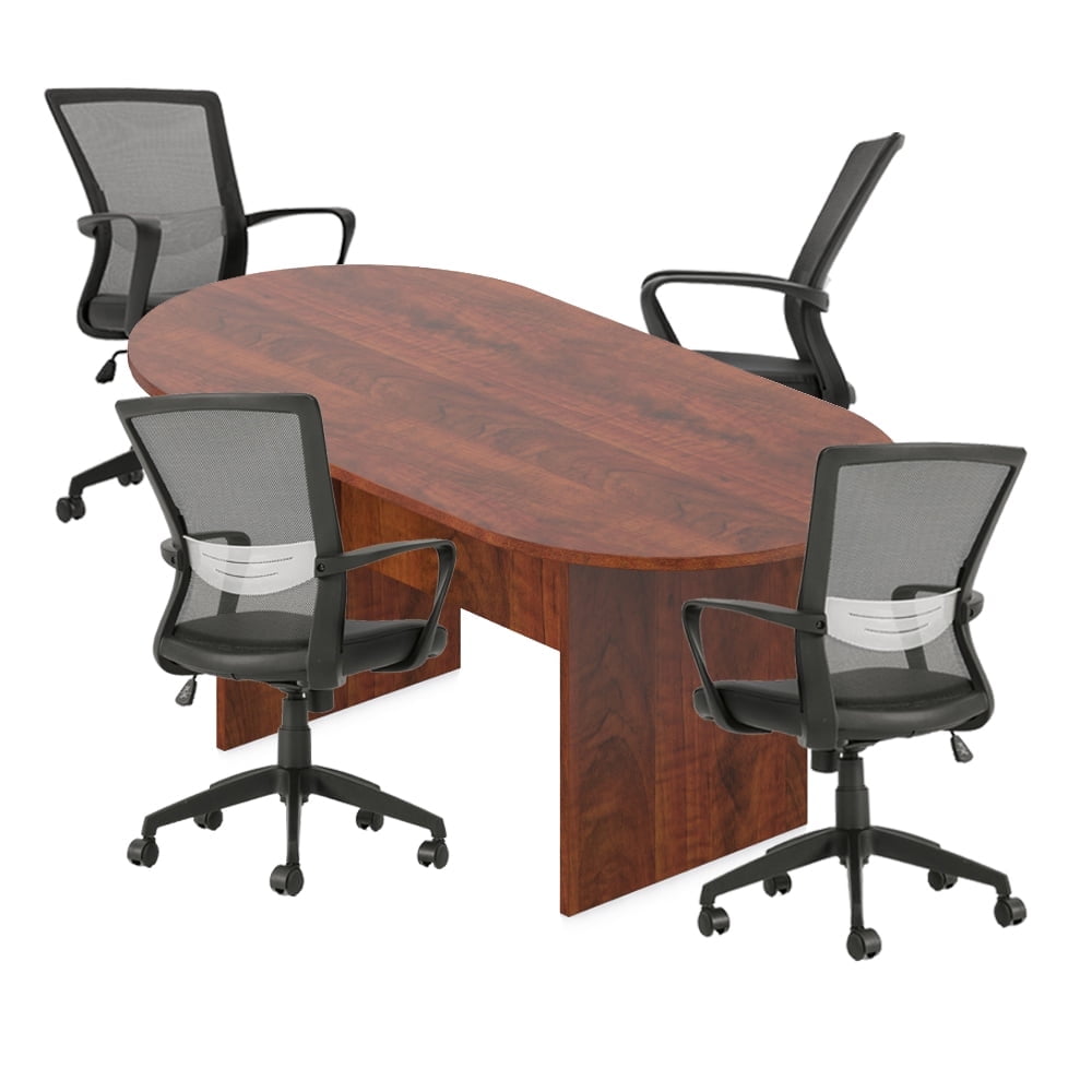 GOF 6 ft. Dark Cherry Conference Table with 4 Office Chairs (G10705B ...