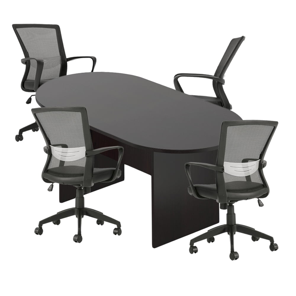 GOF 6 ft. Espresso Conference Table with 4 Ergonomic Chairs(G10705B ...