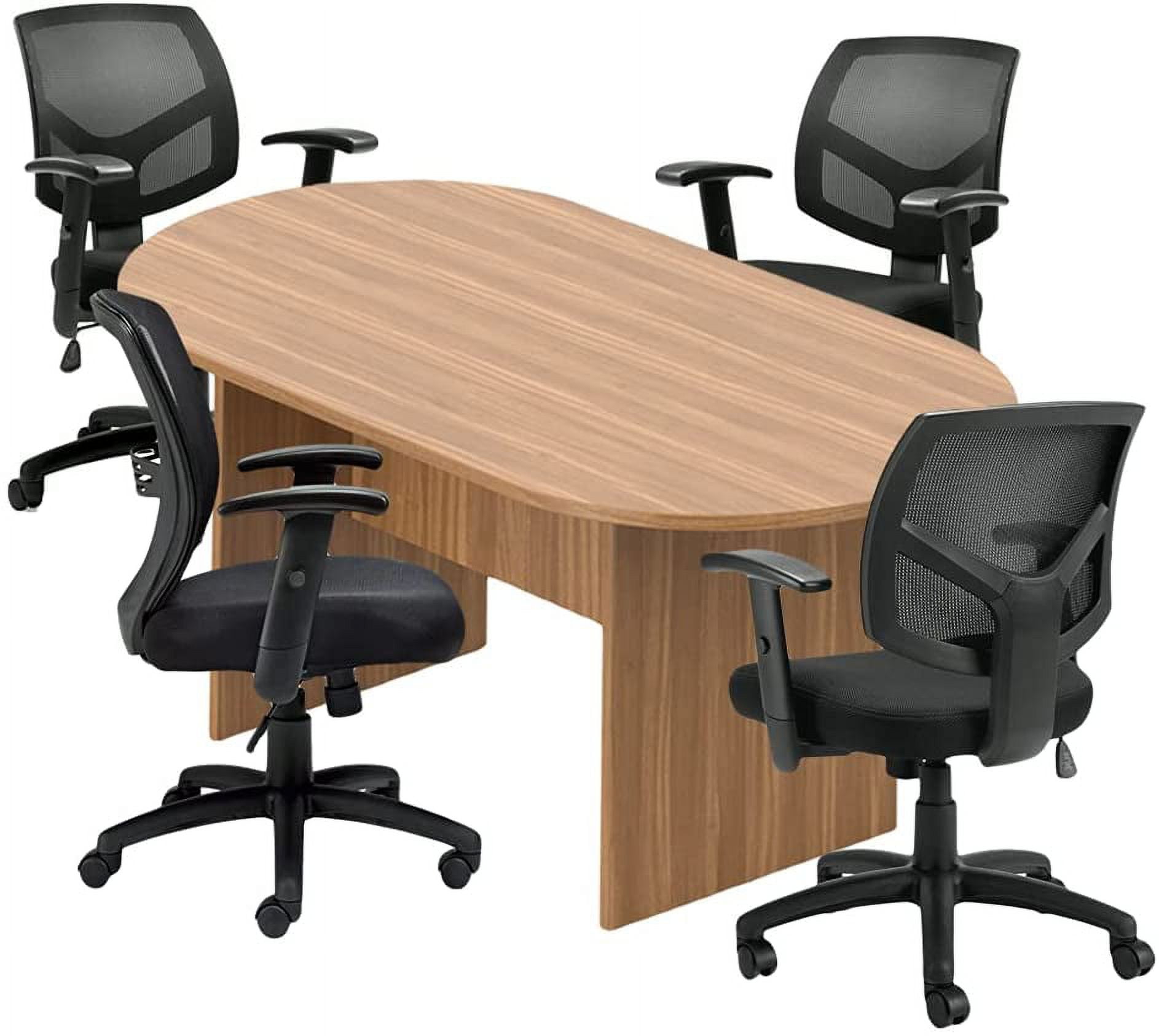 GOF 6 ft. Walnut Conference Table with 4 Mesh Back Tilter Task Chairs ...