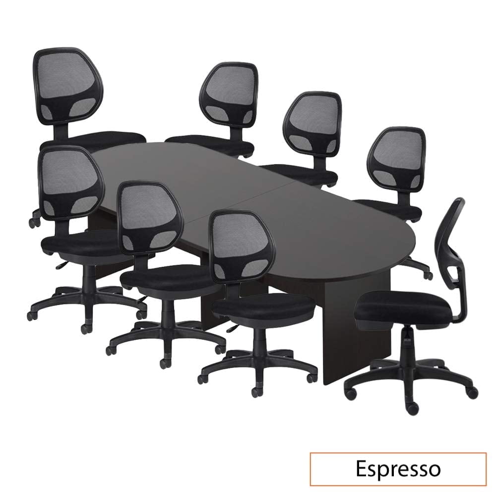 Office Conference Table Set – 10 Ft Espresso Table with 8 Armless ...