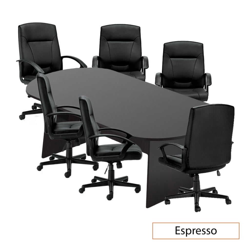 GOF 8 Ft. Espresso Conference Table with 6 Luxhide Office Chairs ...