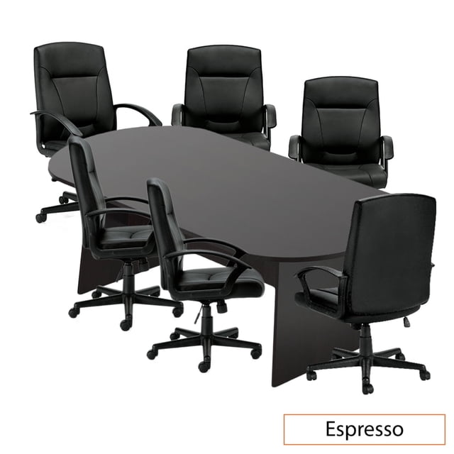 GOF 8 Ft. Espresso Conference Table with 6 Luxhide Office Chairs ...