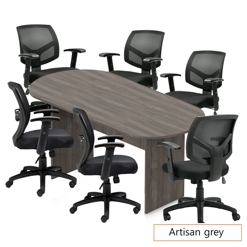 GOF 8 ft. Artisan Gray Conference Room Table with 6 Ergonomic Office ...