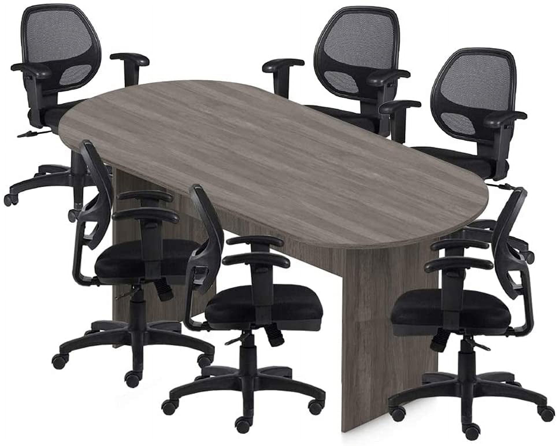 GOF 8 ft. Artisan Gray Conference Room Table with 6 Ergonomic Office ...