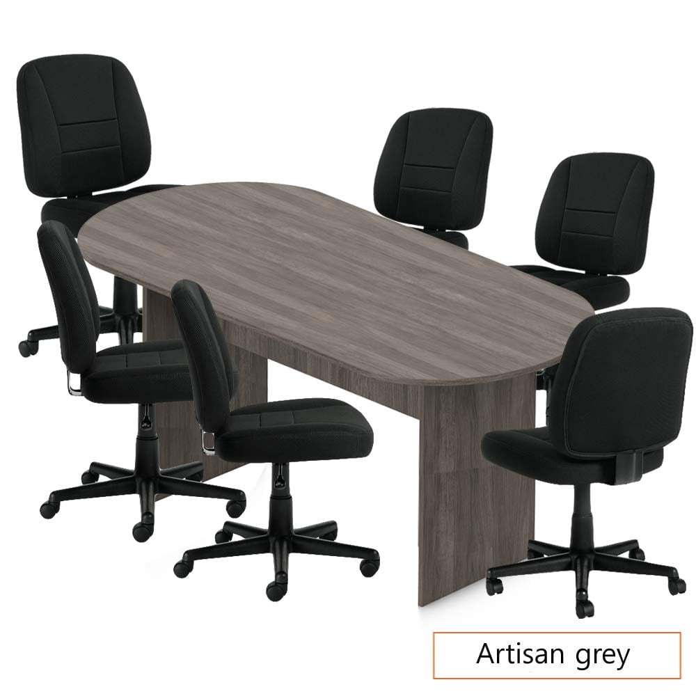 GOF 8 ft. Artisan Gray Conference Table with 6 Air Mesh Task Chairs ...
