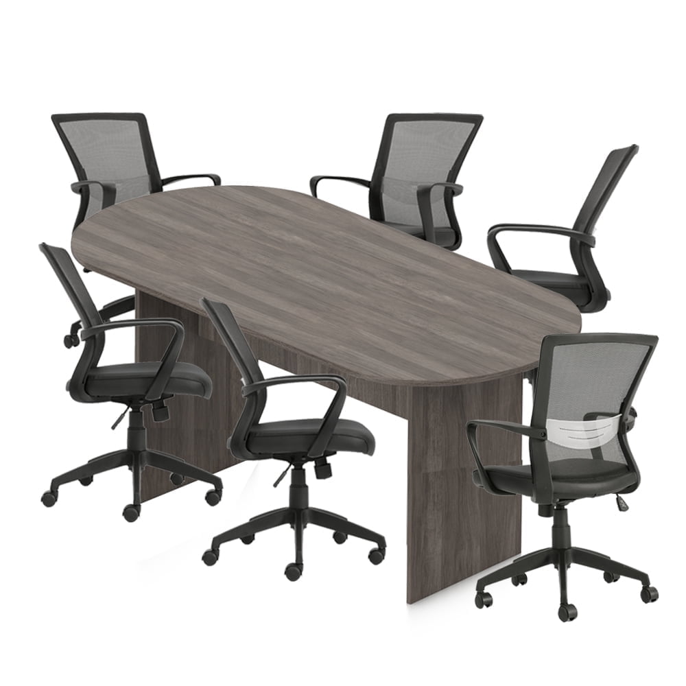 GOF 8 ft. Artisan Gray Conference Table with 6 Ergonomic Chairs(G10705B ...