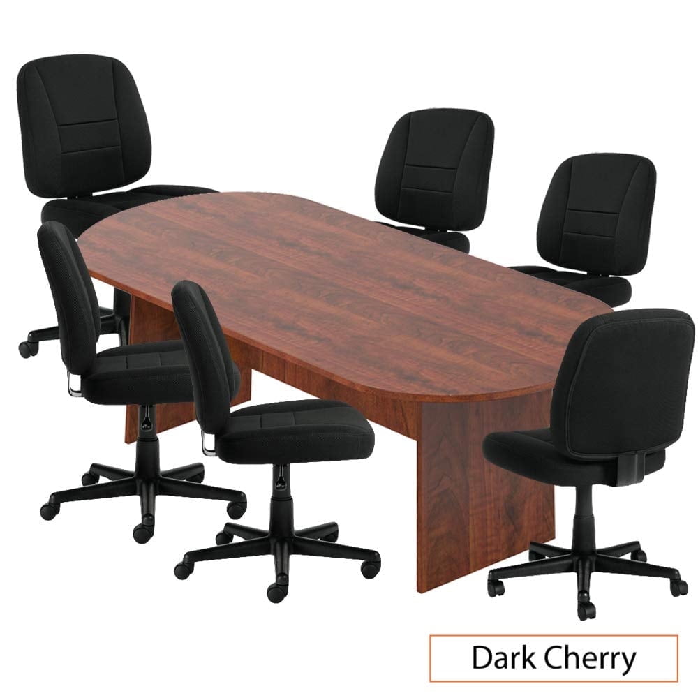 GOF 8 ft. Dark Cherry Conference Table with 6 Air Mesh Task Chairs ...