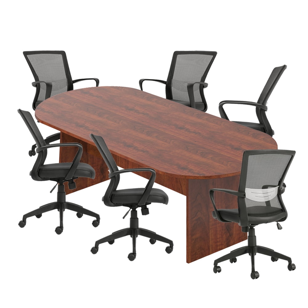 GOF 8 ft. Dark Cherry Conference Table with 6 Ergonomic Chairs(G10705B ...