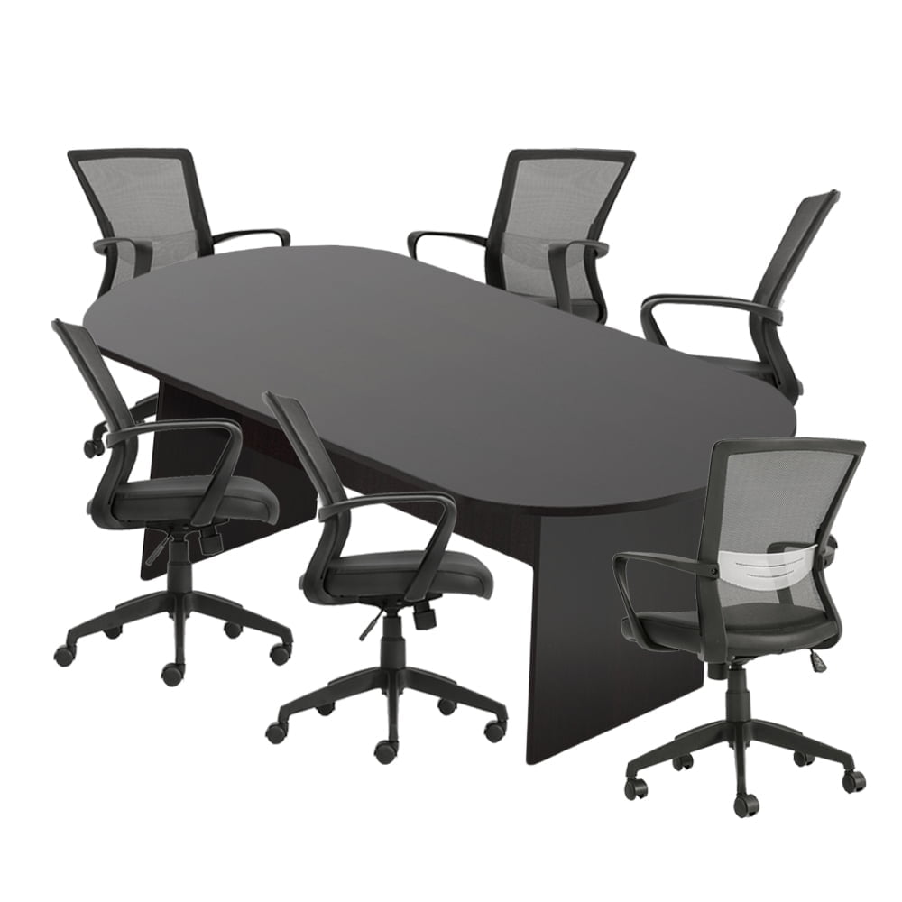 GOF 8 ft. Espresso Conference Table with 6 Ergonomic Chairs(G10705B ...