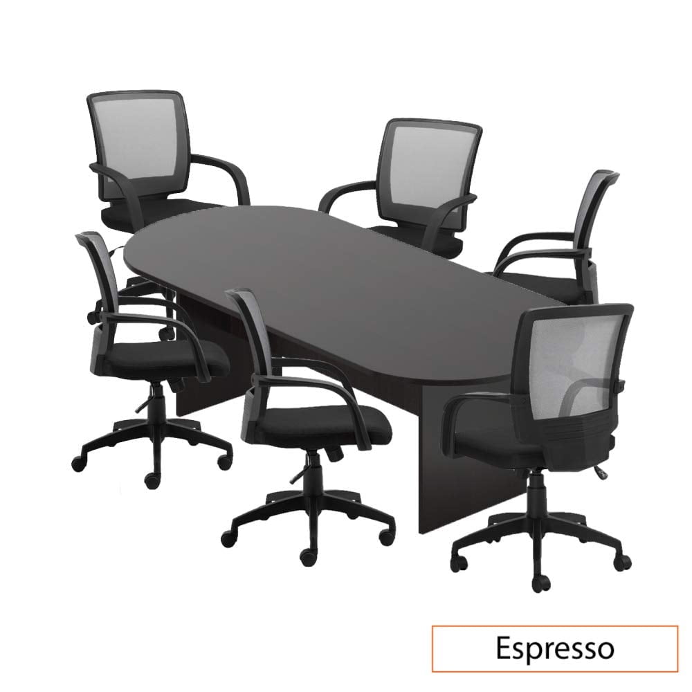 GOF 8 ft. Espresso Conference Table with 6 Ergonomic Chairs (G10900B ...